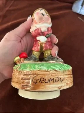 Other | Vintage Disney Grumpy Ceramic Schmid Music Box Hand Painted ...